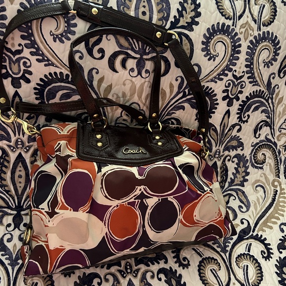 Coach | Bags | Coach Multi Color Purse With Brown Detachable Strap ...